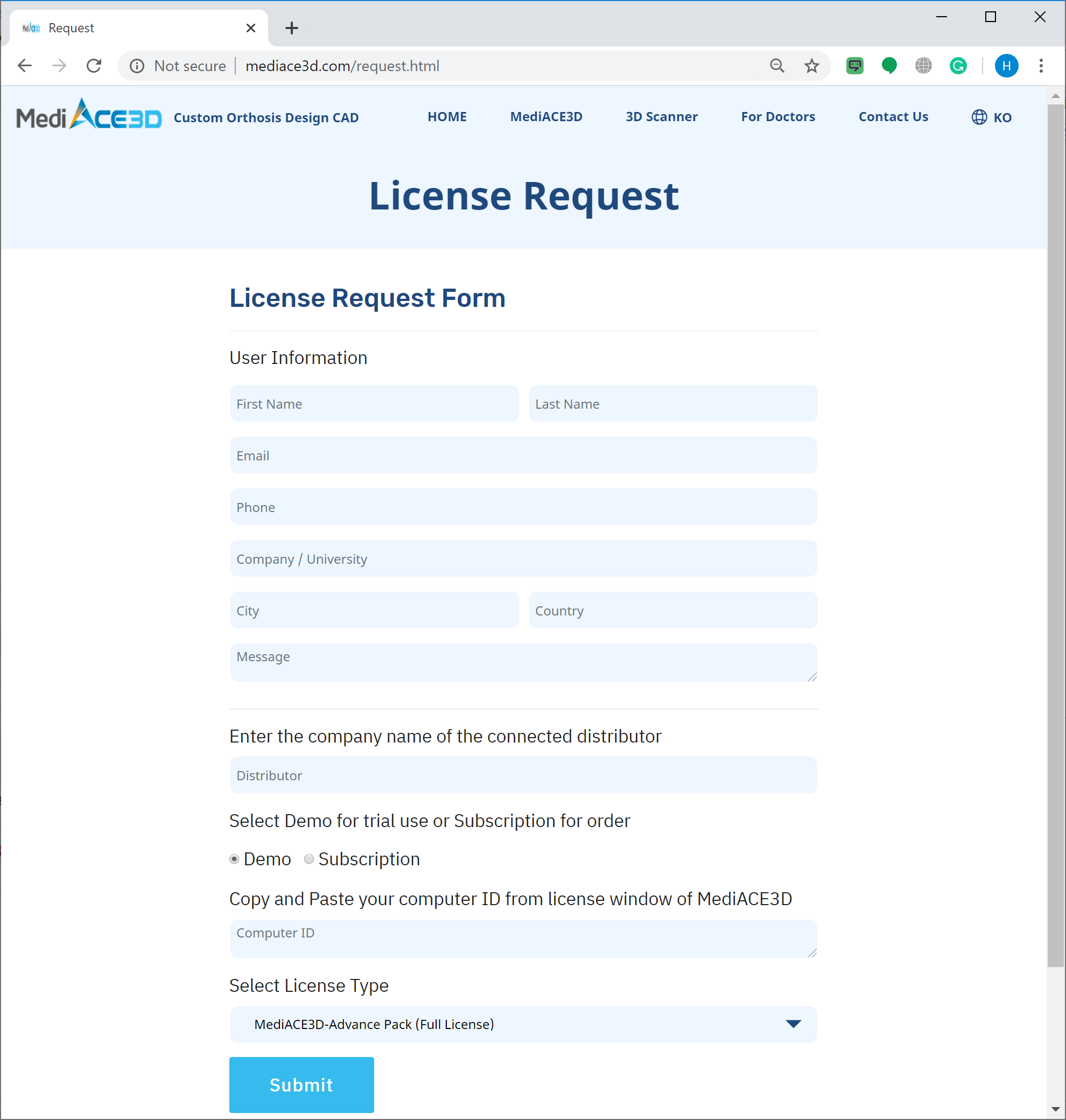 License Request & Registration
